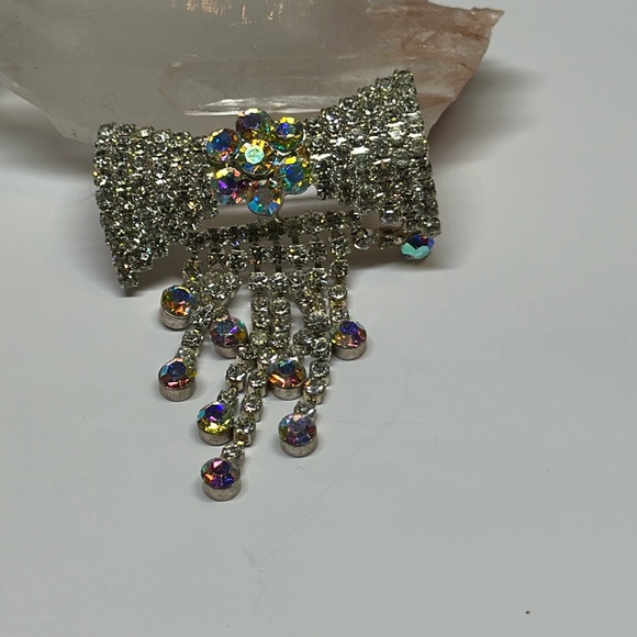 Vintage | Jewelry | Vintage Bow And Dangle Art Deco Ab Rhinestone ...